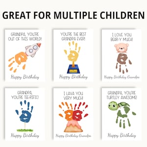 Grandpa Handprint Birthday Card, Gift for Grandpa From Grandkids ...