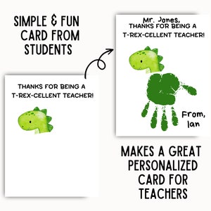 Thank You Teacher Handprint Gift, Dinosaur Handprint Art, Teacher ...