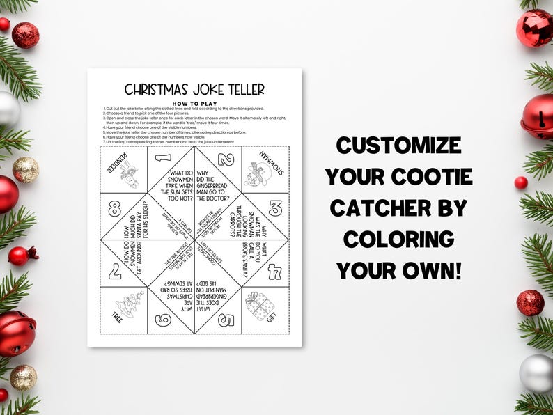 Christmas Joke Teller Cootie Catcher: Printable Kids Game (PDF) - Etsy