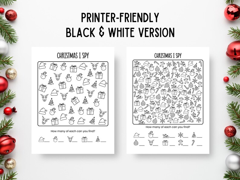 Christmas I Spy Game, Printable Christmas Games for Kids, Holiday Party ...