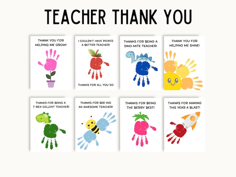 Teacher Appreciation Handprint Art Set, Personalized Gift (PDF) - Etsy
