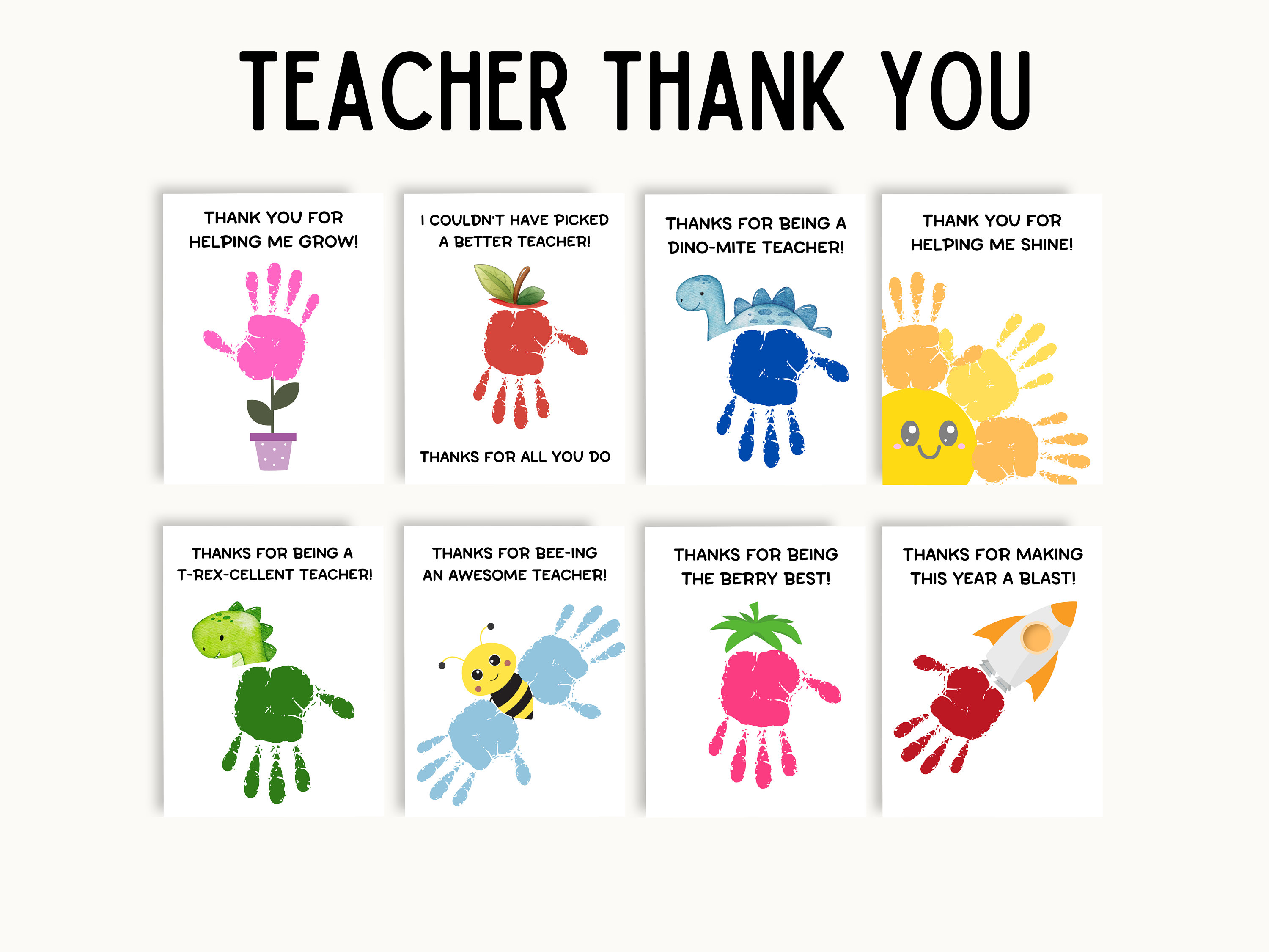 Teacher Appreciation Handprint Art Set, Personalized Gift (PDF) - Etsy