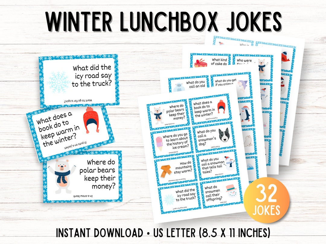 Winter Jokes for Kids, Printable Lunchbox Notes, Joke Cards for Kids ...