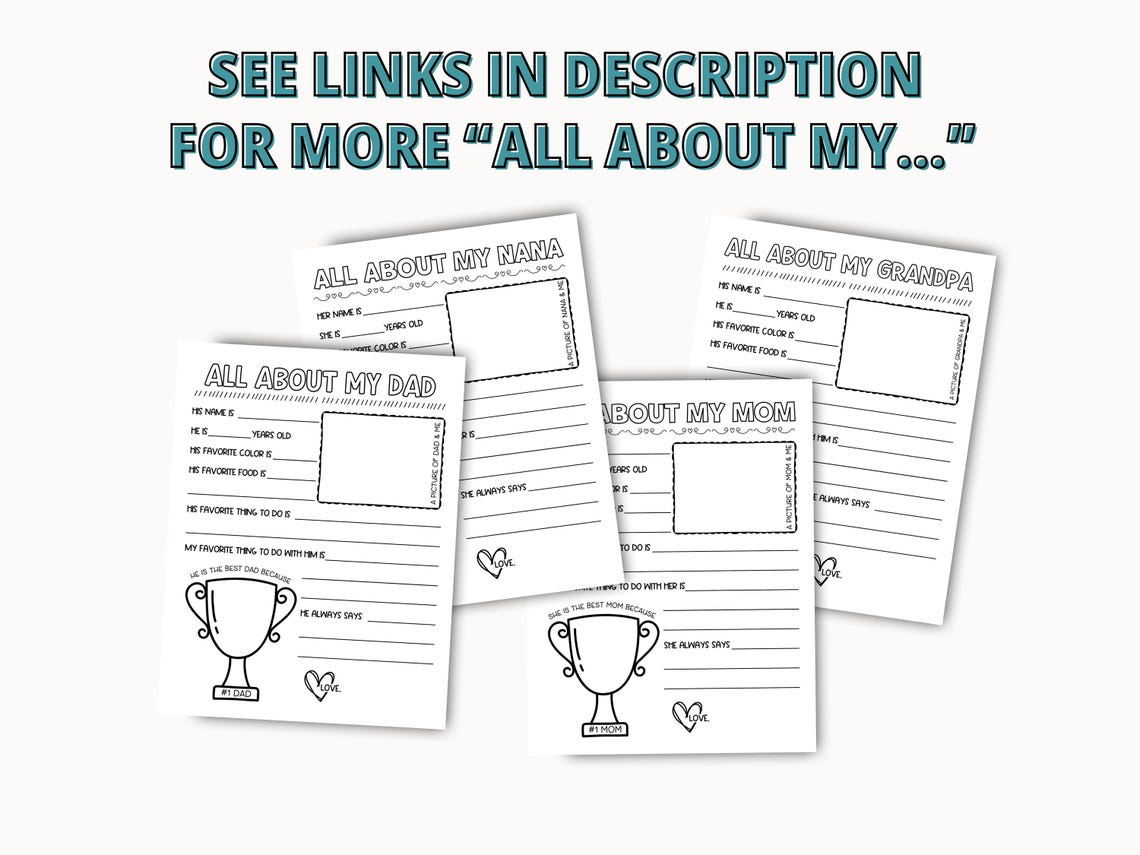 All About My Great Aunt Printable, Mothers Day Questionnaire, Great ...