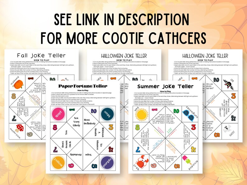 Cootie Catcher Printable, Fall Jokes for Kids, Paper Fortune Teller ...