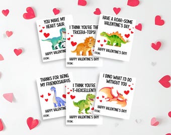 DINOSAUR VALENTINE CARDS, Printable Dinosaur Valentine Cards for Kids ...