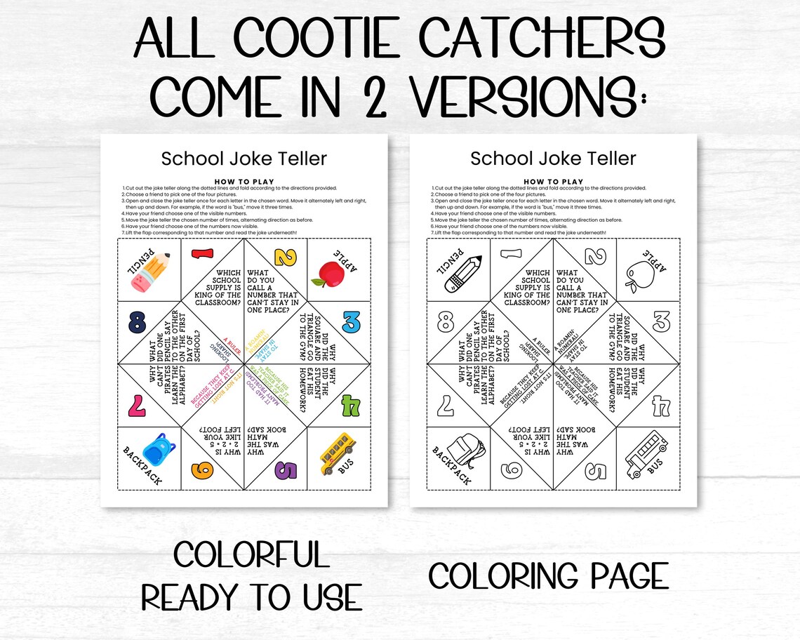 Joke Teller Cootie Catcher Bundle: Seasonal Jokes for Kids (PDF) - Etsy