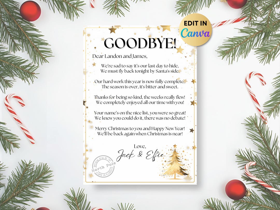 Elves Goodbye Letter Canva Template, Personalized Editable Elves ...
