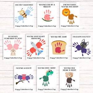 Valentine Handprint Art Bundle, Valentine's Day Handprint Craft for ...