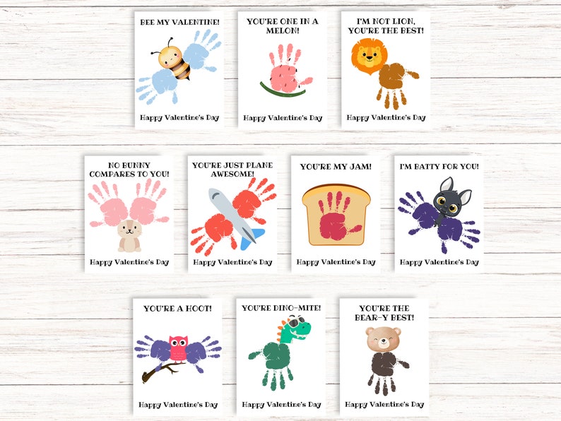 Valentine Handprint Art Bundle, Valentine's Day Handprint Craft for ...