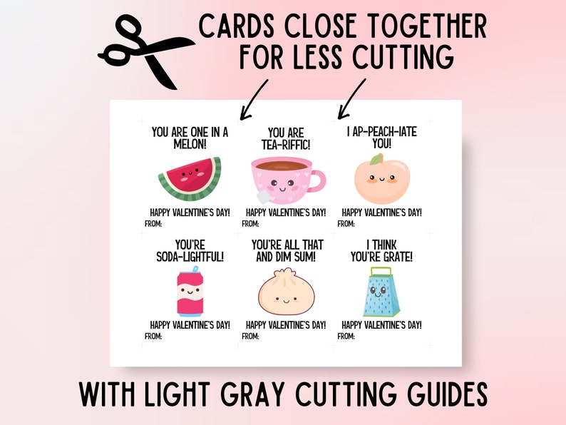 Printable Food Valentines, Food Pun Valentine Cards for Classroom ...