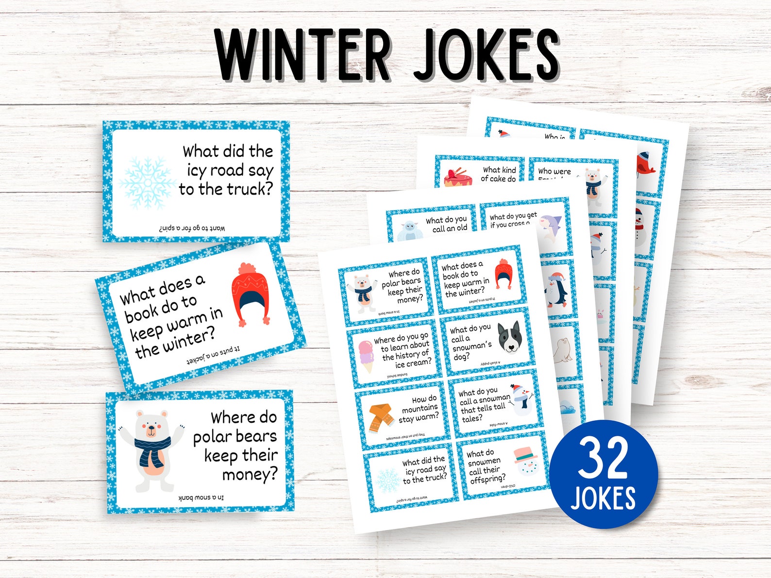 Winter Jokes for Kids, Printable Lunchbox Notes, Joke Cards for Kids ...