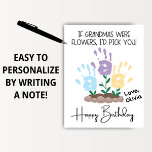 Grandma Handprint Birthday Card, Happy Birthday Grandma Card Toddler ...