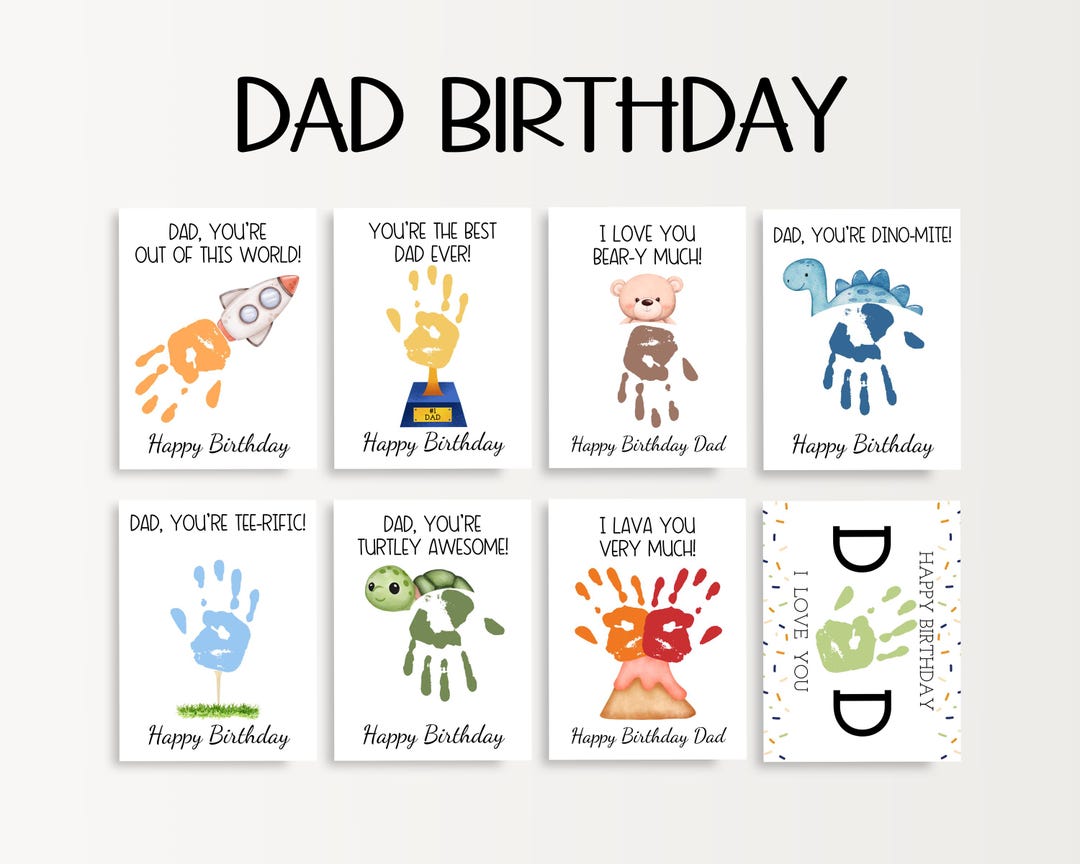 Happy Birthday Card for Dad From Kids, Handprint Birthday Card, Dad ...