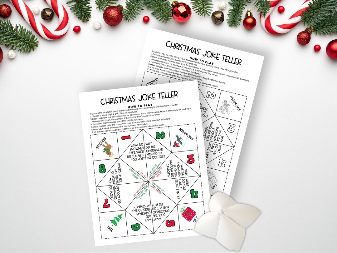 Christmas Joke Teller Cootie Catcher: Printable Kids Game (PDF) - Etsy