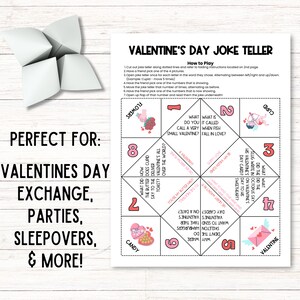Valentine Cootie Catcher Printable, Valentines Joke Teller, Jokes for ...