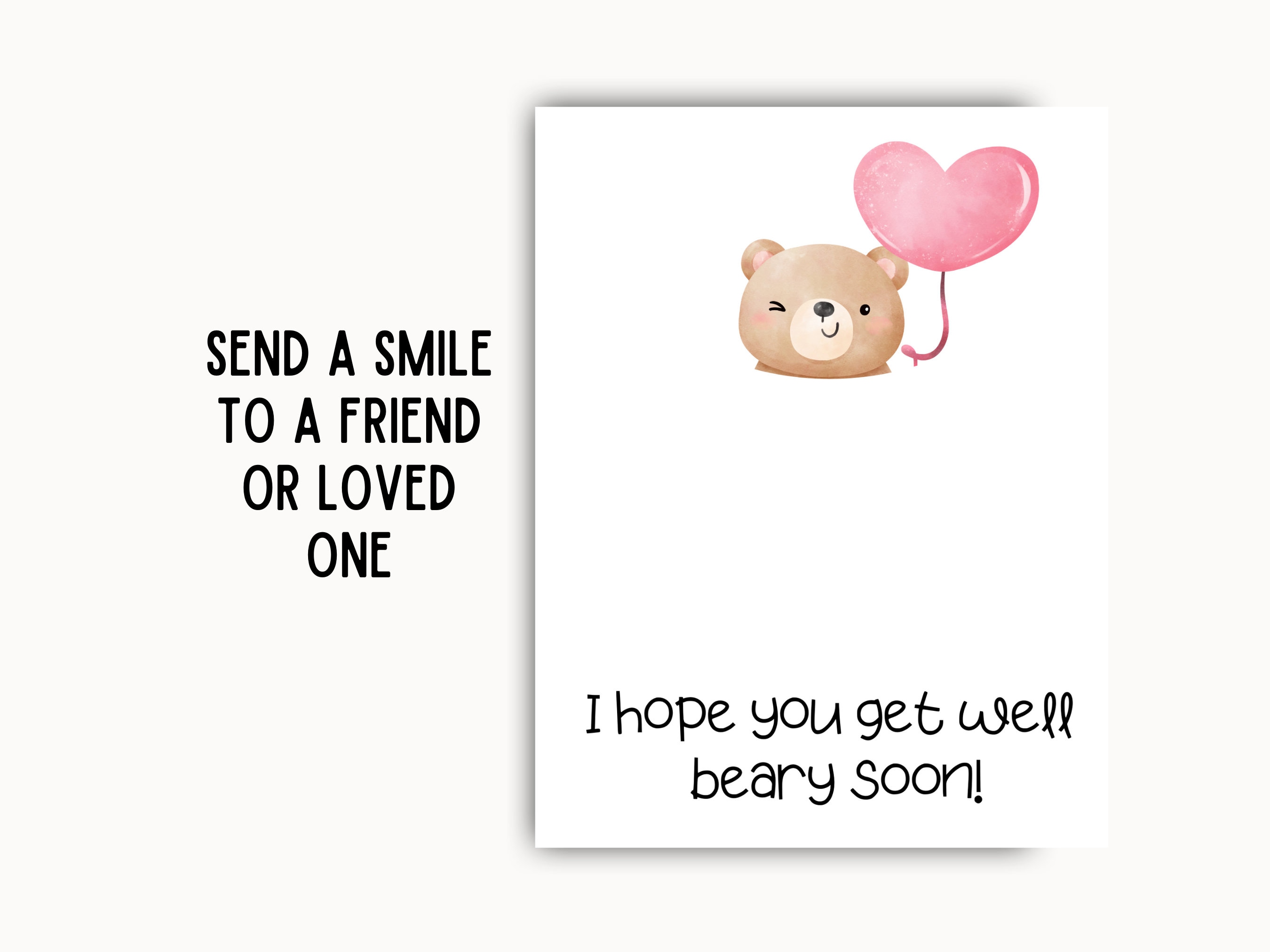 Get Well Bear Handprint Card, Printable Kids Sympathy Gift - Etsy