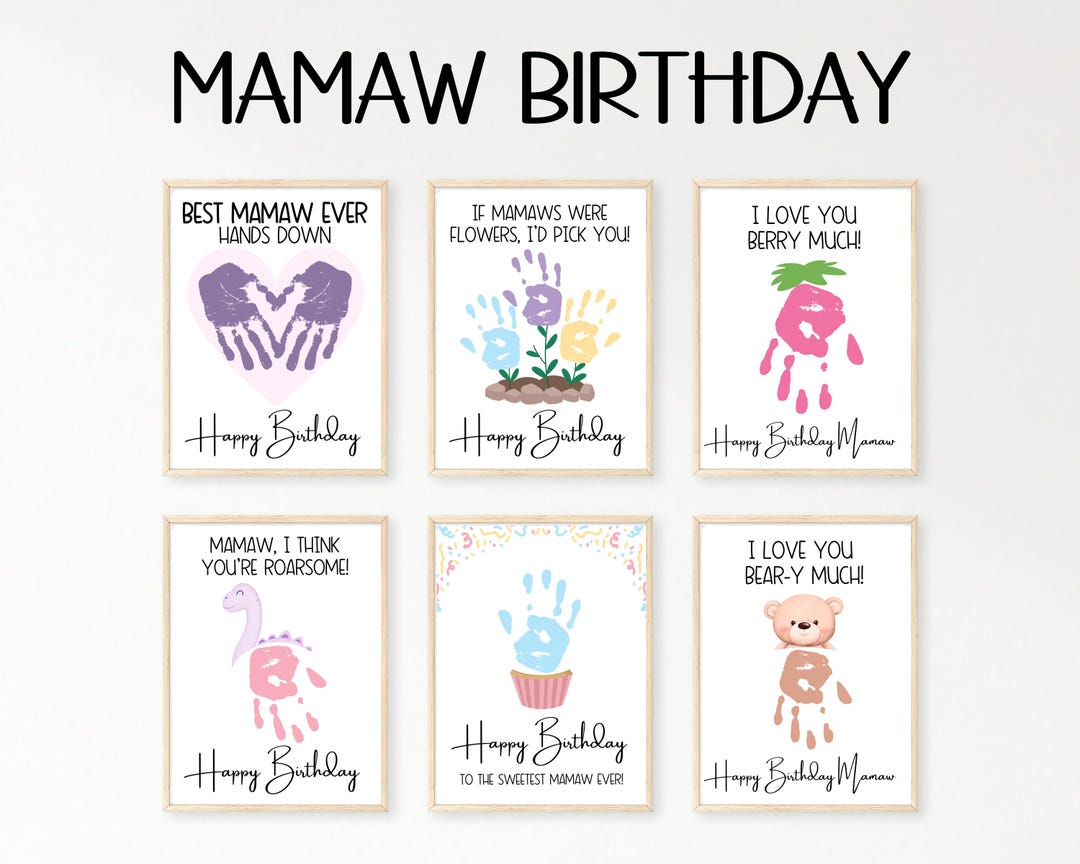 Mamaw Birthday Card, Happy Birthday Handprint Art, Mamaw Gift From ...