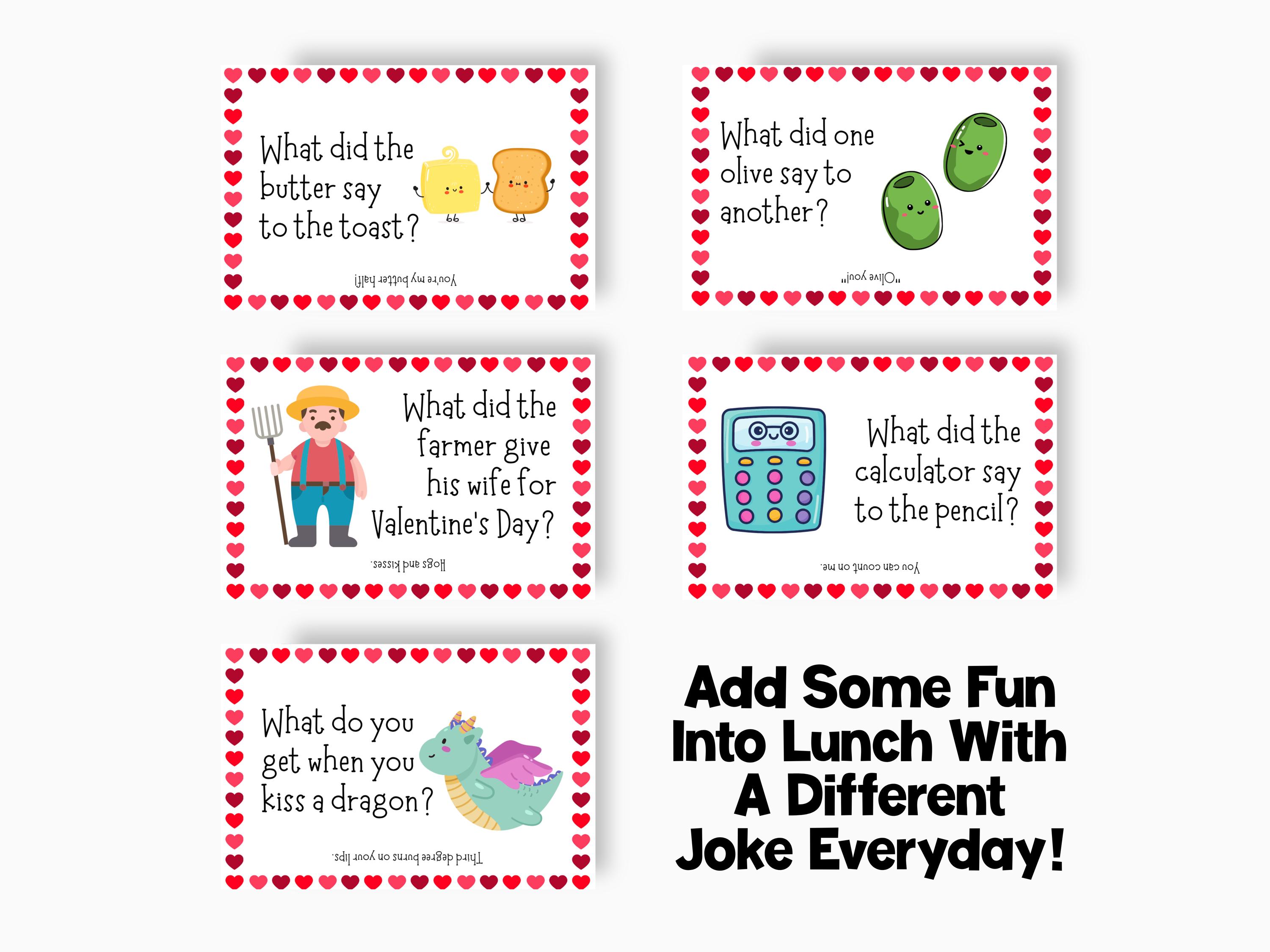 Printable Valentine's Day Jokes, Lunchbox Jokes, Lunch Box Notes for ...