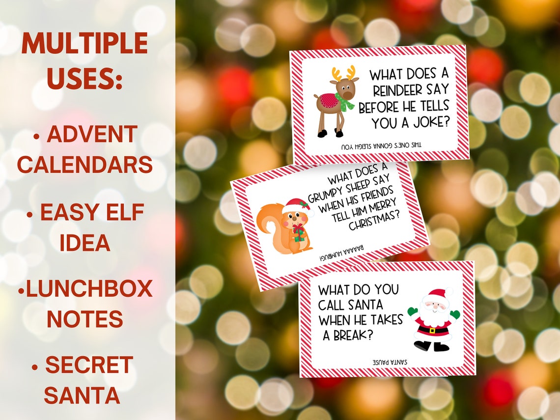 Christmas Jokes for Kids Printable Lunchbox Jokes Advent - Etsy