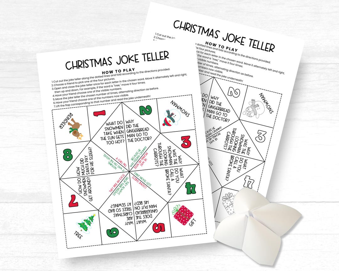 Christmas Jokes for Kids Cootie Catcher, Paper Fortune Teller Printable ...
