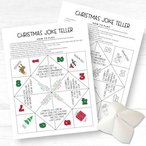 Christmas Jokes for Kids Cootie Catcher, Paper Fortune Teller Printable ...