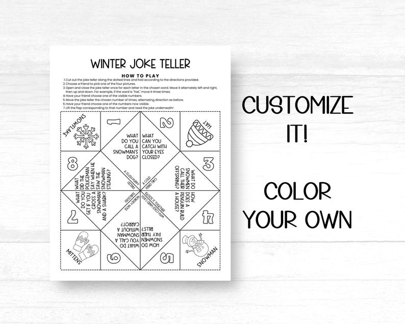 Winter Jokes Cootie Catcher: Printable Fortune Teller Game (PDF) - Etsy