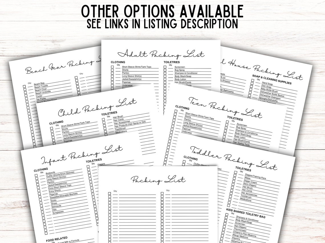 Editable Packing Checklist: Travel Planner PDF (8.5x11) - Etsy
