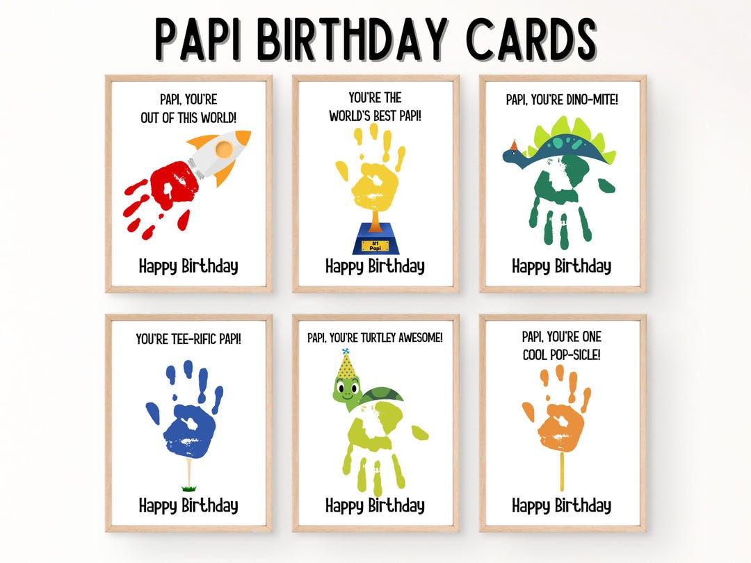 Papi Handprint Birthday Card, Papi Gifts From Grandkids, Papi Birthday ...