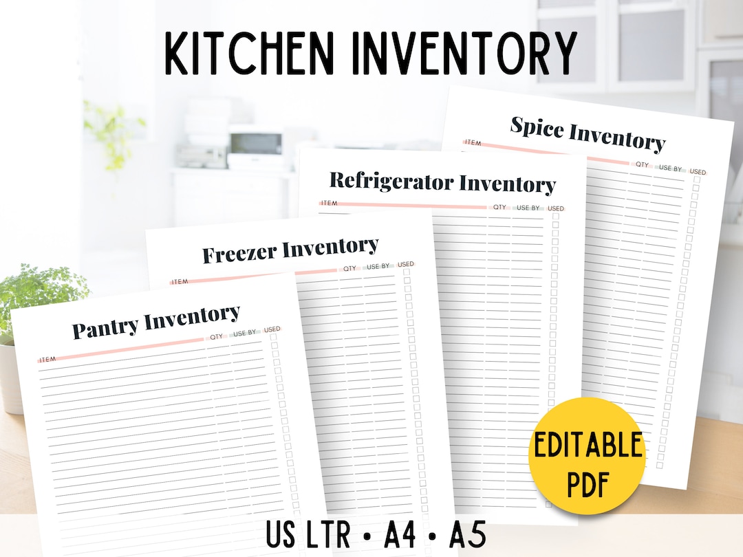 Kitchen Inventory Printable, Freezer Inventory, Pantry Inventory ...