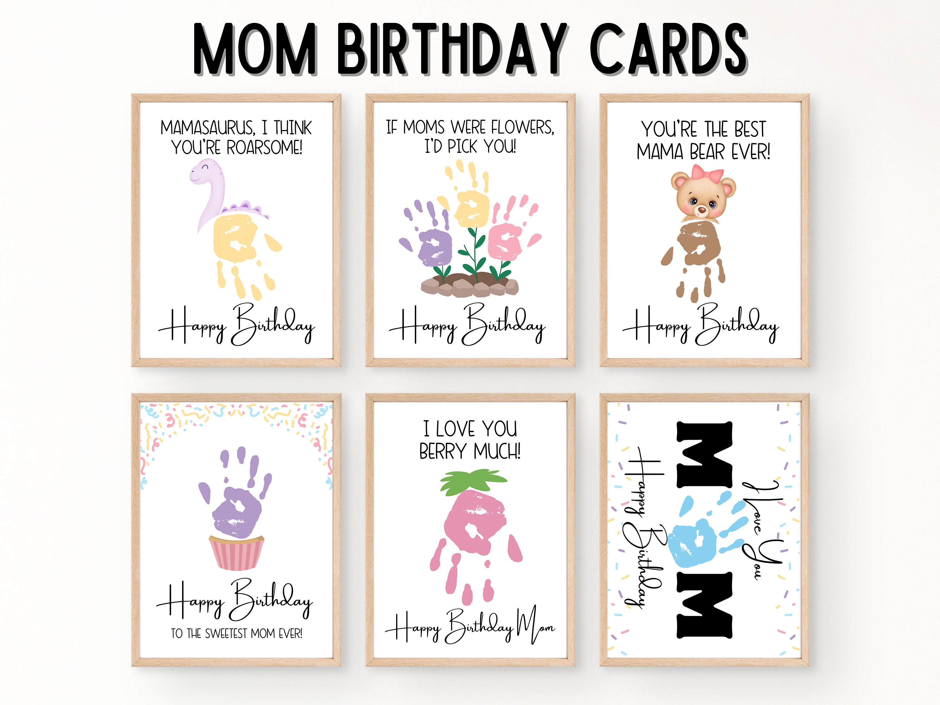 Handprint Birthday Card for Mom Printable, Happy Birthday Mom Card ...