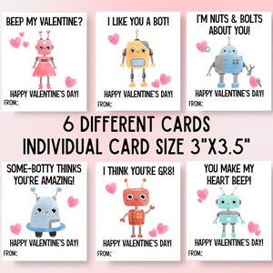 Robot Valentines Cards for Kids Printable, Valentines Day Cards Robots ...