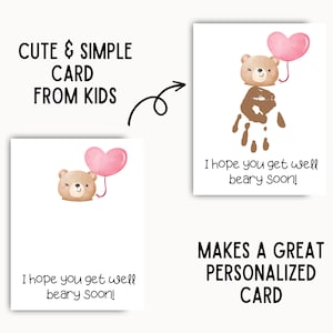 Get Well Bear Handprint Card: Kids Sympathy Gift (PDF) - Etsy