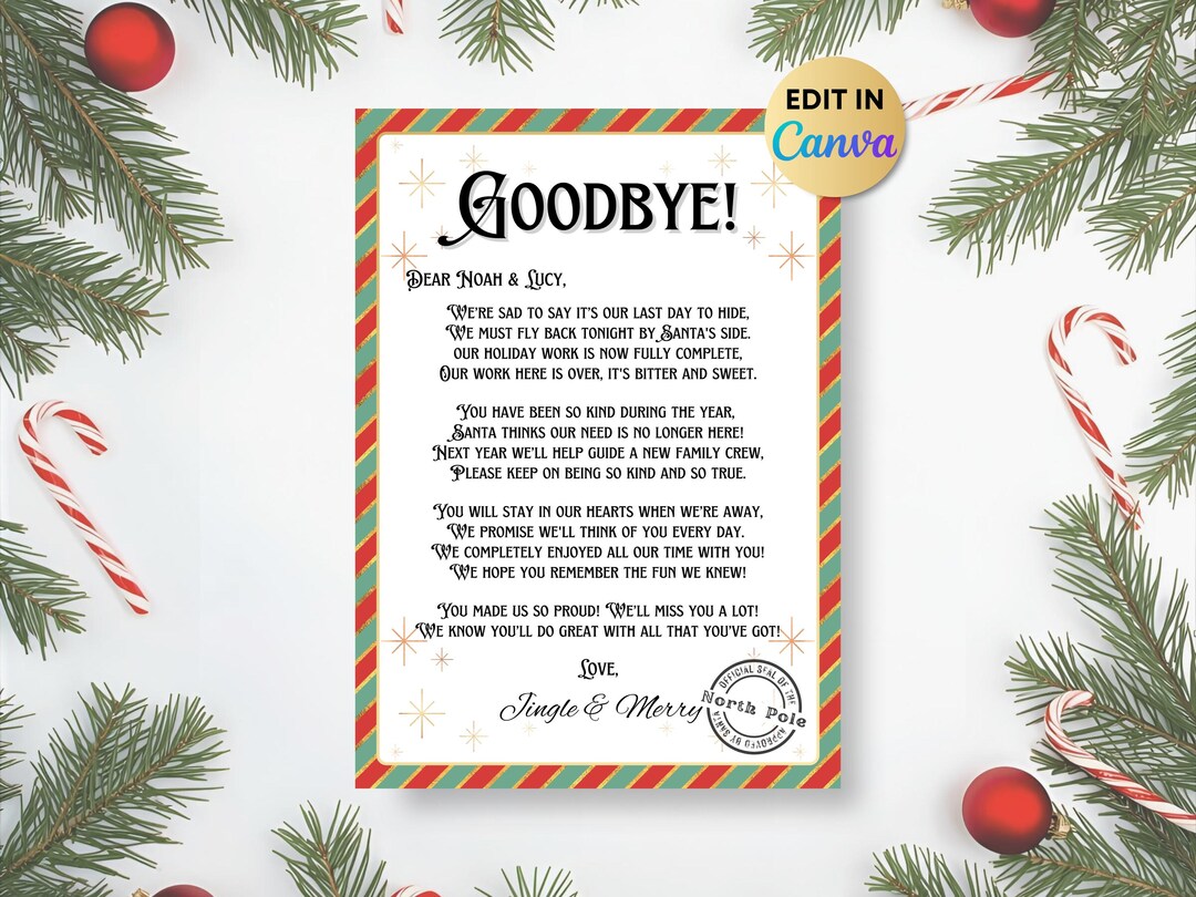 Editable Elves Final Goodbye Note Canva Template, Personalized Elves Retirement Letter - Etsy
