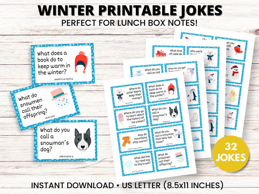 Winter Jokes for Kids Printable Lunchbox Cards Kids Joke - Etsy