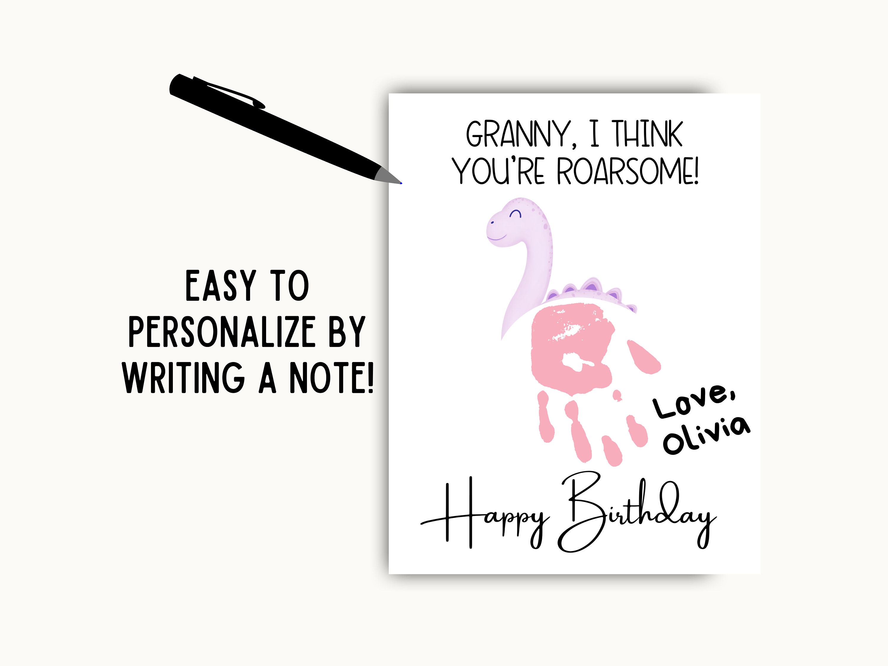 Granny Birthday Card, Handprint Birthday Card Printable, Granny Gift ...