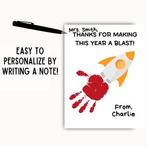 Handprint Art for Teacher Thank You Card Printable, Teacher ...