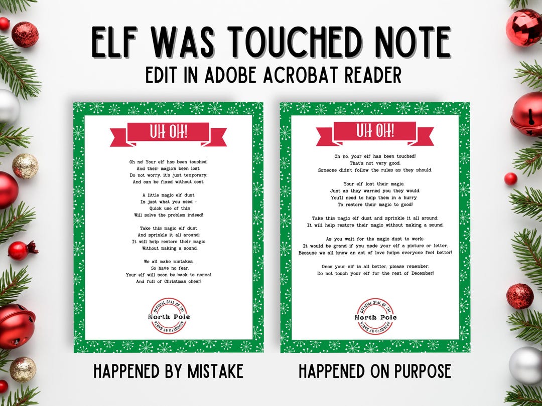 Elf Was Touched, Elf Sick Note, Elf Recovery Letter, Elf Notes, Elf ...