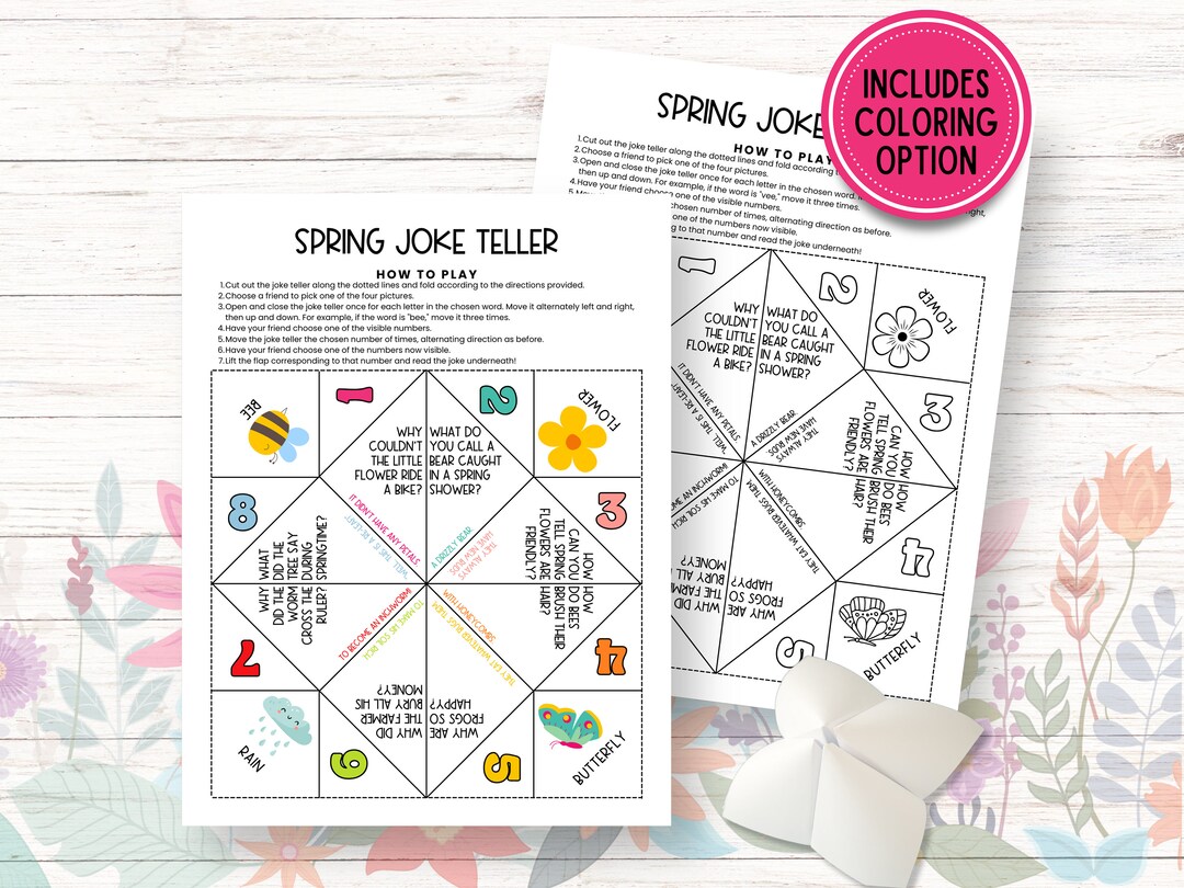 Spring Jokes for Kids, Cootie Catcher, Paper Fortune Teller, Printable ...