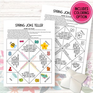 Spring Jokes for Kids, Cootie Catcher, Paper Fortune Teller, Printable ...