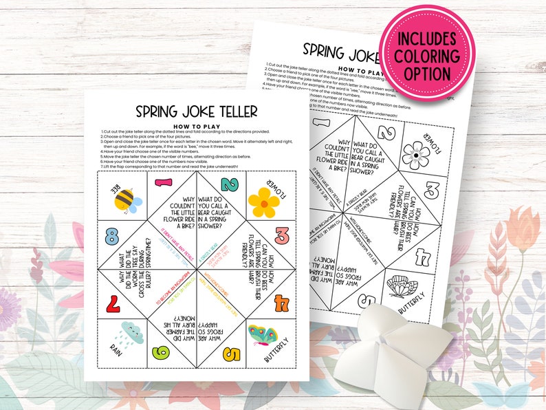 Spring Jokes for Kids, Cootie Catcher, Paper Fortune Teller, Printable ...