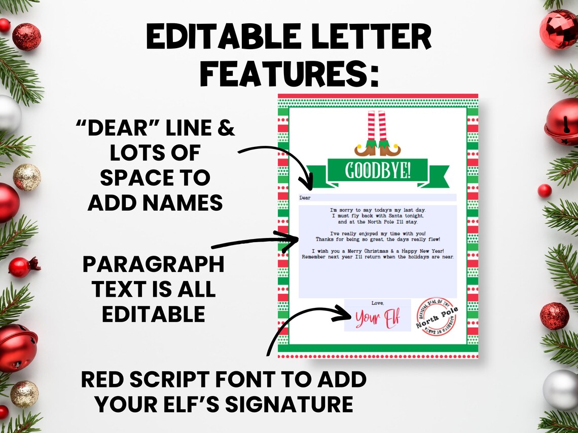 Editable Elf Goodbye Letter, Personalized Elf Printable - Etsy
