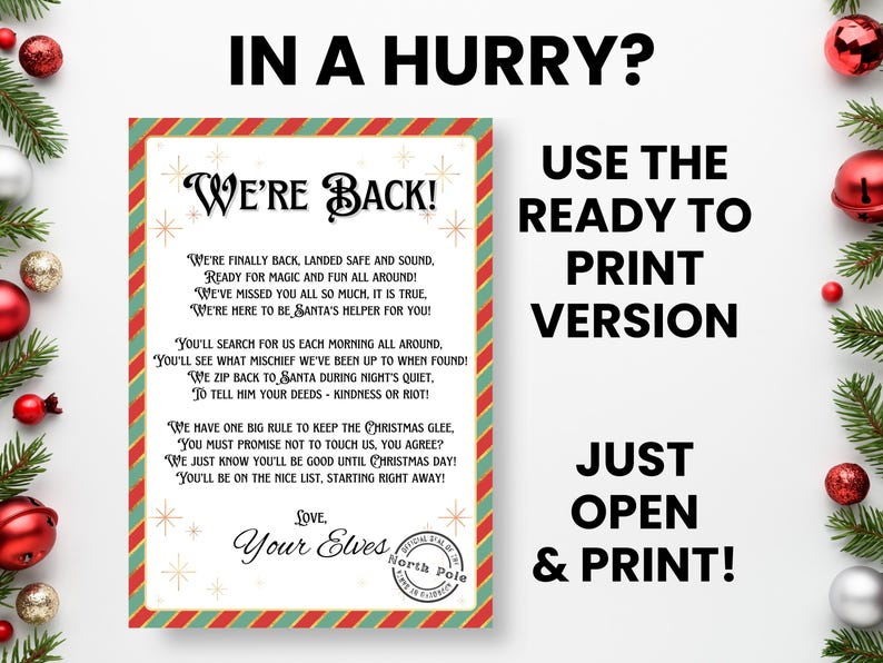 Editable Elf We're Back Canva Template, Personalized Elves Return ...