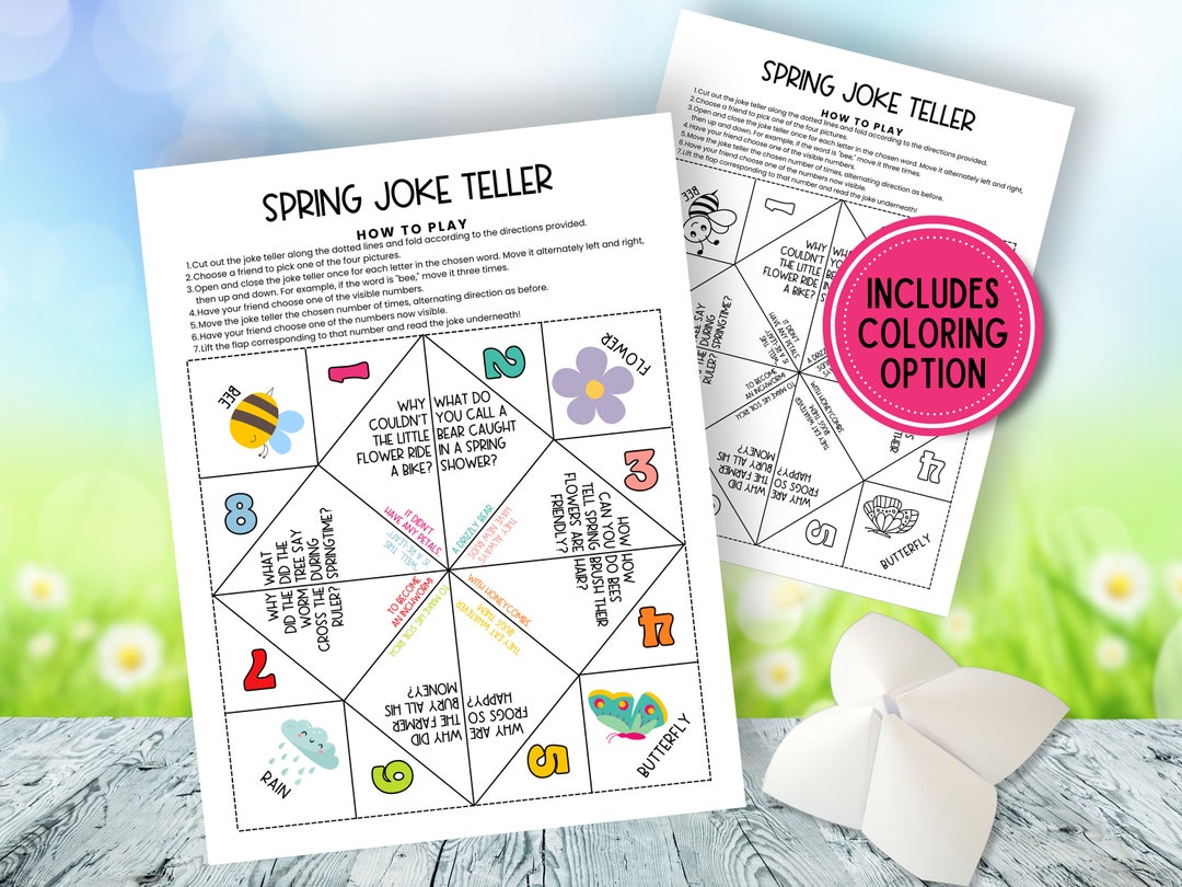 Spring Jokes for Kids, Cootie Catcher, Paper Fortune Teller, Printable ...