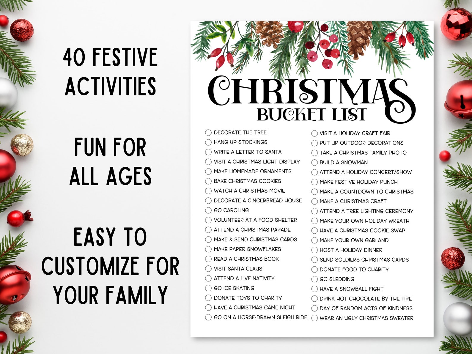 Printable Christmas Bucket List for Kids Holiday Bucket List - Etsy