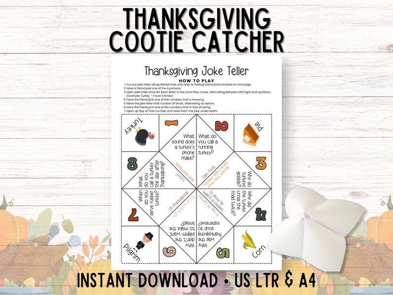 Thanksgiving Joke Teller Cootie Catcher Paper Fortune Teller - Etsy