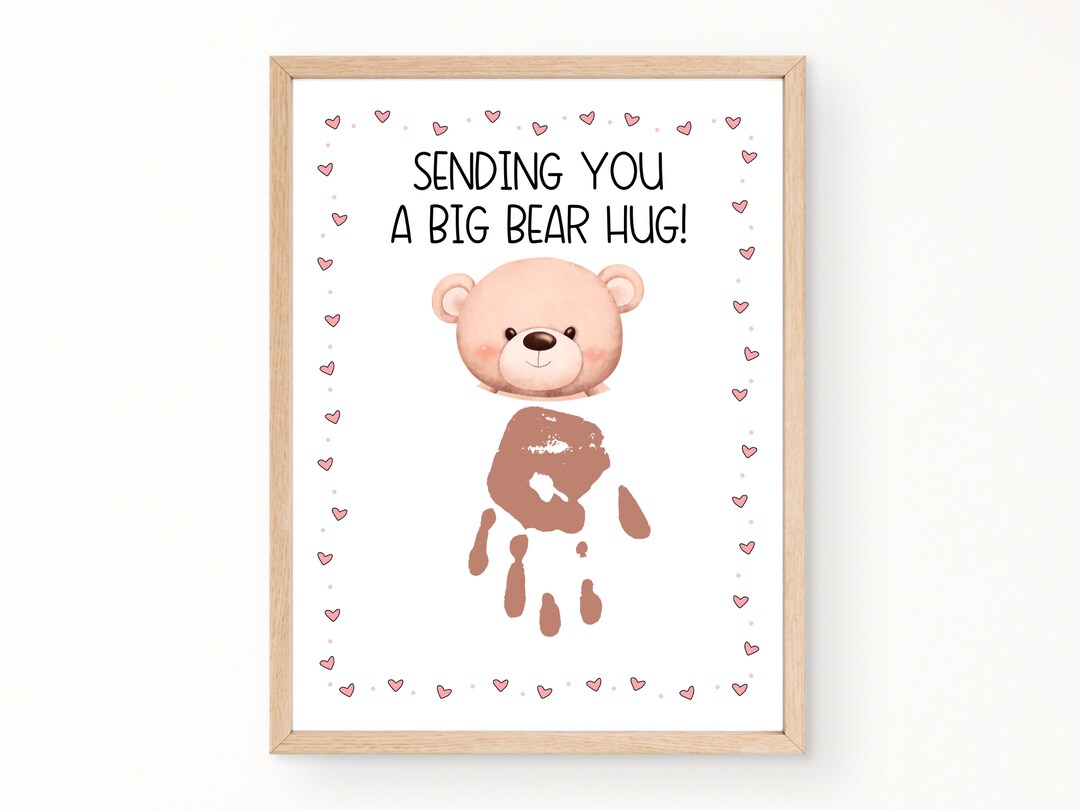 Sending A Big Hug Handprint Card From Kids, Printable Thinking of You ...