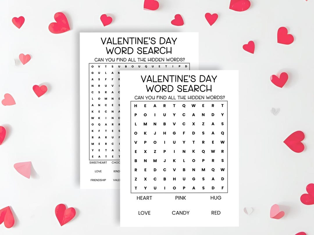 Valentine's Day Word Search for Kids, Printable Valentine's Activity ...