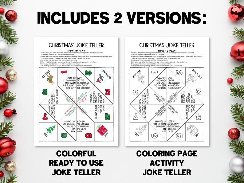 Christmas Joke Teller Cootie Catcher, Printable Kids Game - Etsy
