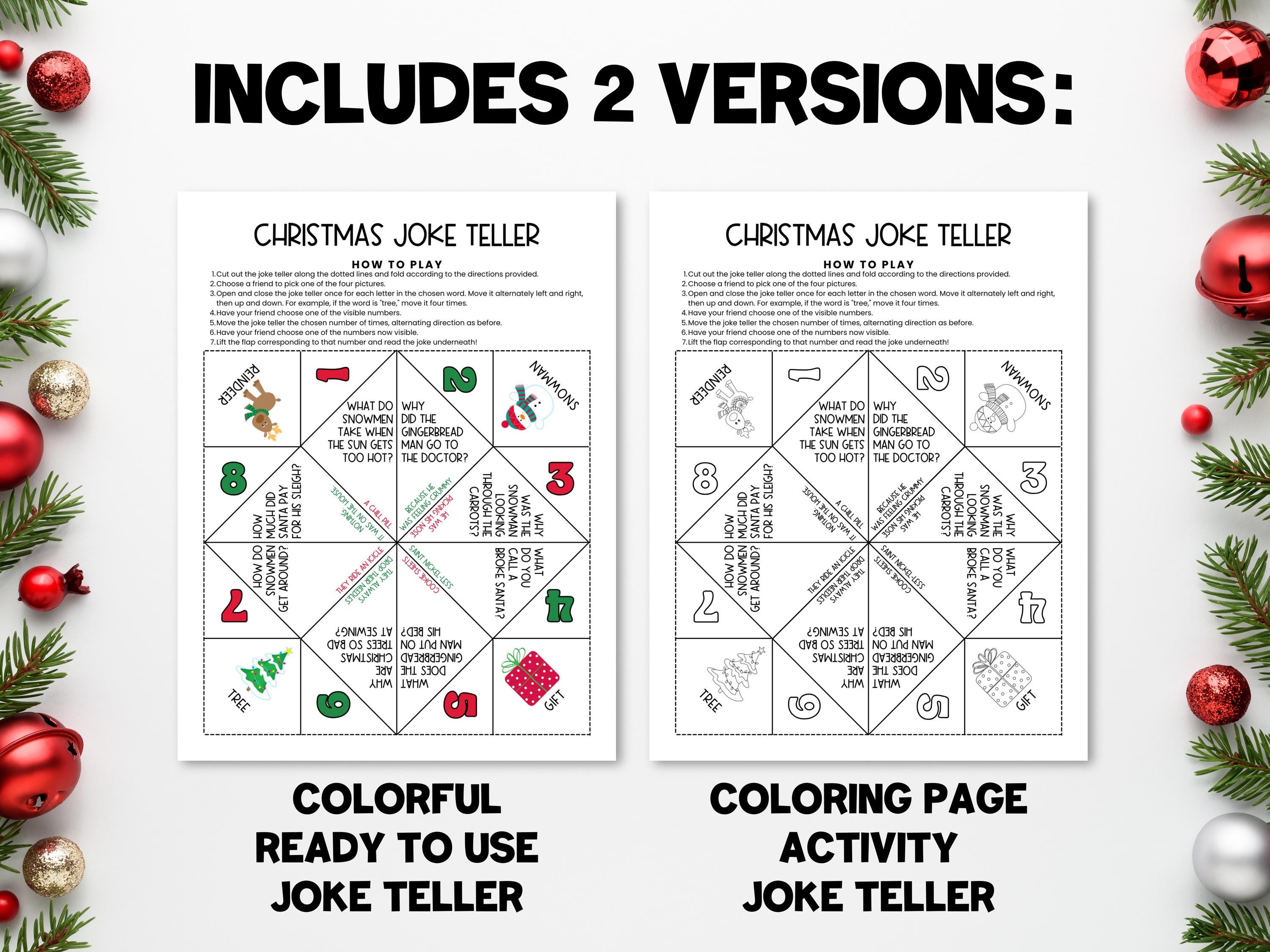 Christmas Joke Teller Cootie Catcher: Printable Kids Game (PDF) - Etsy